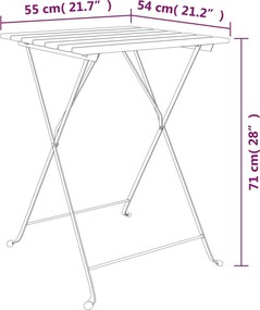 Skládací bistro stůl 55 x 54 x 71 cm masivní teak a ocel 319978