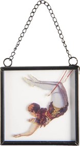 Skleněný obrázek s řetízkem a akrobatem - 7*1*7 cm