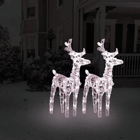Vánoční sobi 2 ks 80 teple bílých LED diod akryl