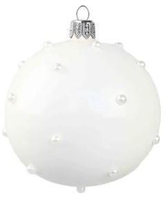 Vánoční ozdoba KOULE bílá s perličkami - Glassor