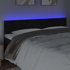 Čelo postele s LED černé 160x5x78/88 cm samet 3121668