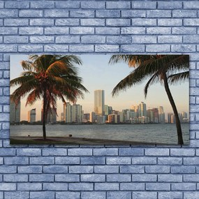 Plexisklo-obraz Palmy Tropy Město Moře 120x60 cm
