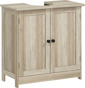 HOMCOM spodní skříňka pod umyvadlo, koupelnová skříňka se 2 dveřmi, nastavitelná přihrádka, odolná proti vlhkosti, 60 x 30 x 60 cm, Šedá