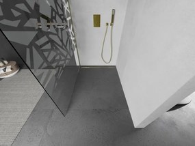 Mexen Kioto, sprchová zástěna Walk-In 70 x 200 cm, 8mm čiré sklo bílý vzor, ​​zlatý matný profil, 800-070-101-55-85