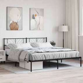 Kovový rám postele s čelem černý 183 x 213 cm