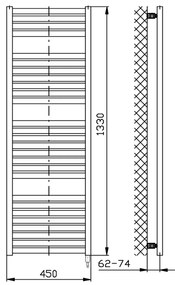 Aqualine, TONDI-E elektrické topné těleso, rovné, 450x1330 mm, 500W, bílá, DE470T