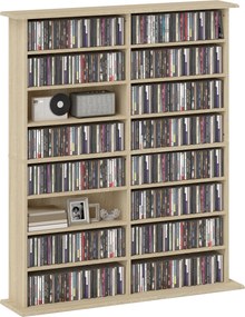 HOMCOM Úložný box na CD a DVD, multifunkční jednotka s 16 přihrádkami a 12 nastavitelnými policemi, max. kapacita 720 CD/396 DVD a Blu-ray, 106,5 x 24