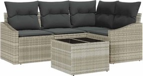 Set pohovek 5 ks Světle šedá polyratan 3346712