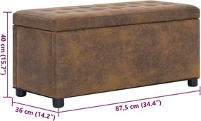 Taburet s úložným prostorem 87,5 cm hnědý umělá broušená kůže 281375