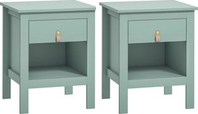 HOMCOM Sada 2 nočních stolků s šuplíkem a otevřenou přihrádkou, moderní styl pro ložnici a obývací pokoj, 45 x 40 x 55 cm, zelená