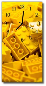 Skleněné hodiny vertikální Lego žluté bloky