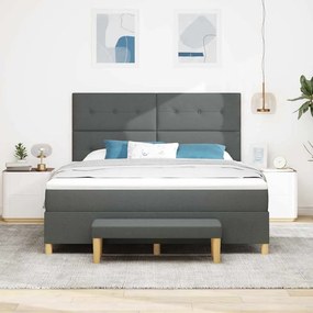 Postel s boxspringem s čelo Tmavě šedá 180 x 200 cm textil 3344087
