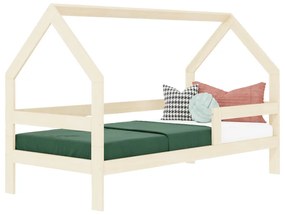 Benlemi Dětská dřevěná postel domeček SAFE 3v1 se zábranou Zvolte barvu: Šalvějová zelená, Zvolte rozměr: 90x160 cm, Zvolte zábranu: S otevřeným vstupem