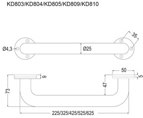 Mereo madlo rovné 60 cm nerez KD810
