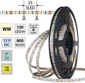 LED pásek McLED 12V teplá bílá CRI90 š=8mm IP20 9,6W/m 120LED/m SMD2835 ML-121.840.60.2