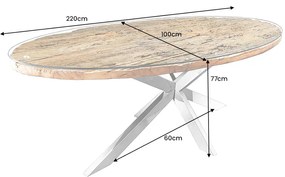 Massive home | Oválný jídelní stůl BARRACUDA 220cm, teak+sklo
