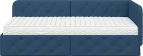 Rohový rám postele Modrá 90 x 190 cm textil 3394044