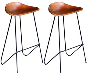 Barové židle 2 ks černé a hnědé pravá kůže,  243304