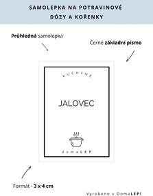 Samolepka na kořenky JALOVEC průhledná 3 × 4 cm základní písmo