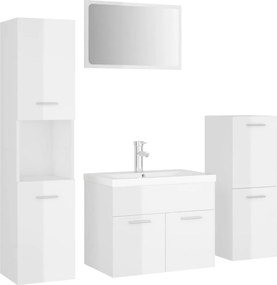 vidaXL Set koupelnového nábytku dřevotříska [3071364] Barva: bílá s vysokým leskem