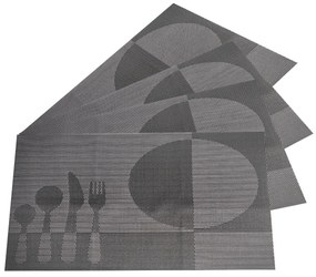 Prostírání Food tm. šedá, 30 x 45 cm, sada 4 ks