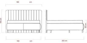 Čalouněná postel s matracemi a úložným prostorem ALEXA 140x200 cm béžová