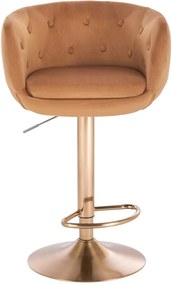 LuxuryForm Barová židle MONTANA VELUR na zlatém talíři - hnědá