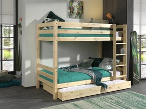 Patrová postel z masivu se zásuvkou borovice přírodní 161cm 90x200cm