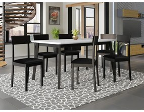 Rozkládací jídelní stůl se 6 židlemi - AL19, Barva dřeva: bílá, Potah: Zetta 297