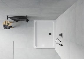 Mexen Flat obdélníkový sprchový kout slim 100 x 90 cm, bílý, černý sifon - 40109010B