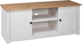 TV skříňka bílá 120 x 40 x 50 cm masivní borovice řada Panama 282672