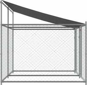 Klec pro psy se střechou a dvířky šedá 4x2x2 m pozinkovaná ocel 3209563