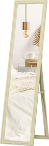HOMCOM stojací a nástěnné zrcadlo obdélníkové celozrcadlo do šatny, ložnice, obývacího pokoje 37x37x154 cm, přírodní dřevo