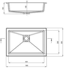 Deante Correo, granitové umyvadlo 500x350x140 mm, šedá metalíza, DEA-CQR_SU5U