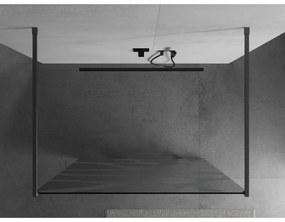 Mexen Kioto, sprchová zástěna Walk-In 120 x 200 cm, 8mm čiré sklo bílý vzor, ​​grafitový profil, 800-120-002-66-97