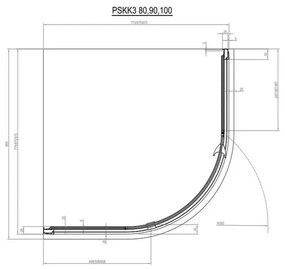 Ravak Pivot Sprchový kout čtvrkruh 80 cm Transparent bílá PSKK3-80 37644101Z1