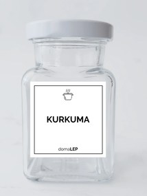 Samolepka na kořenky KURKUMA bílá 5 × 5 cm tučné písmo