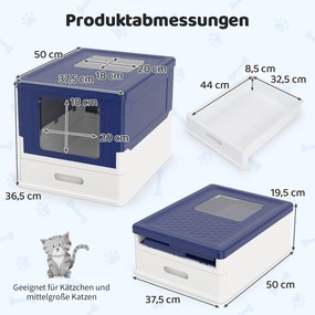 Costway Skládací box na stelivo s víkem a výsuvným zásobníkem a předním vchodem