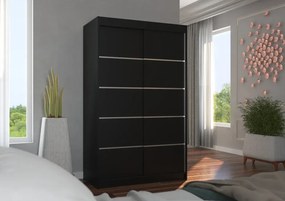 Skříň posuvná BENISSO 120 černá (120 x 200) cm – 6 polic pro přehledné uložení