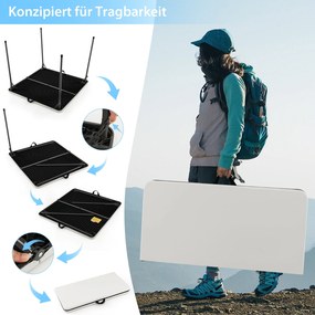 Costway Skládací stůl pro kempování Přenosný piknikový s rukojetí Lehký – bílý