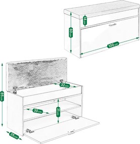 JU Skříň na boty se sedákem 100 x 35 x 49 cm