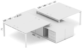 NABYTEK-DESIGNOVY.CZ - DEBZ23U - Kancelářská sestava EPIC Z23 U pro 4 osoby, dub/černá