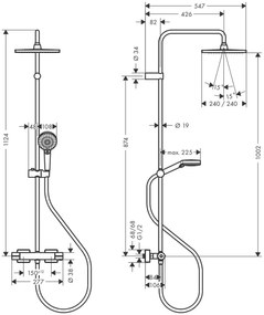 Hansgrohe Vernis Shape, Showerpipe 240 1jet s termostatem, černá matná, HAN-26427670