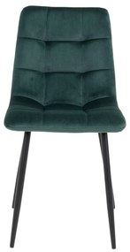 House Nordic Jídelní židle ze sametu, tmavě zelená s černými nohami, HN100.