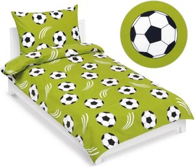 Bellatex Povlečení bavlněné Junior 140x200, 70x90 cm Fotbal Zelená,Černá,Bílá
