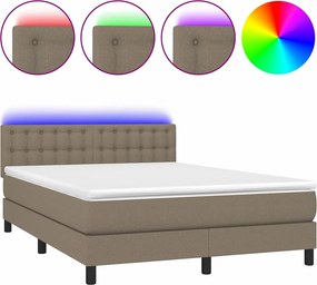 Box spring postel s matrací a LED taupe 140x190 cm textil 3133473