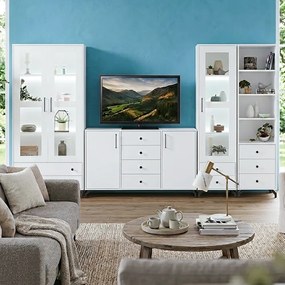 Obývací stěna BERGEN D | 4 díly | 320 cm | bílá mat/bílá lesk