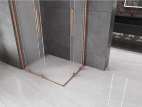 Mexen Velar Duo, sprchový kout s posuvnými dveřmi 100 x 90 cm, 8mm sklo námraza, měděná matná, 871-100-090-32-65