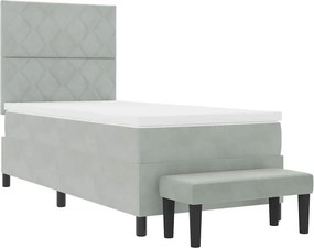 Postel s boxspringem s čelo Světle šedá 190 x 90 cm samet 3344546