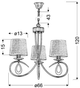 Bílý závěsný lustr Arnika pro žárovku 3x E14  - Candellux
